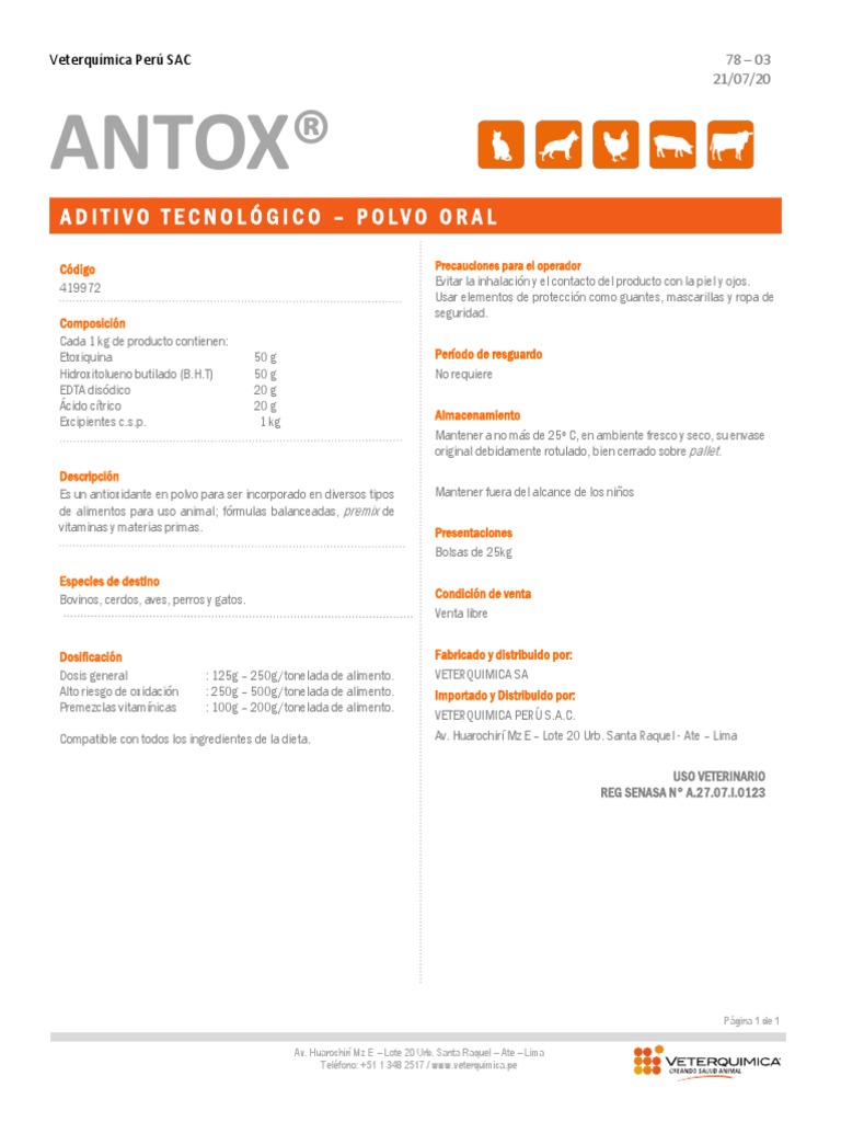 Et Antox Senasa | PDF | Alimentos | Comida y bebida