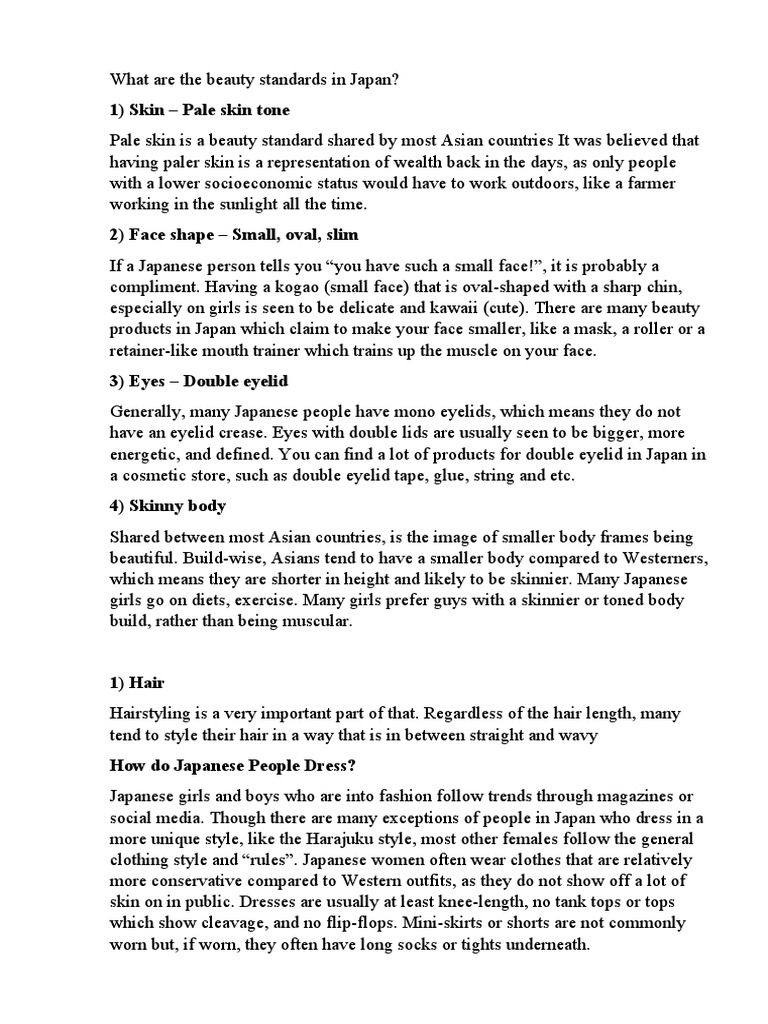 Beauty Standarts in Japan | PDF | Physical Attractiveness | Human ...