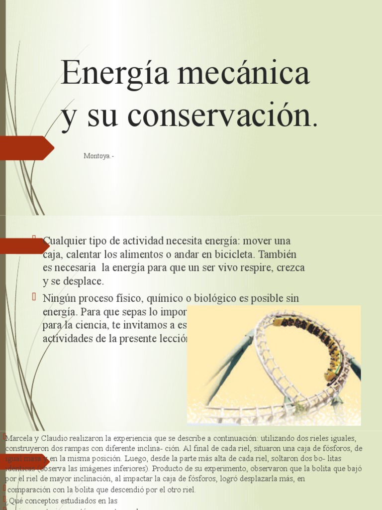 Energía Mecánica y Su Conservación | PDF | Energía potencial | Masa