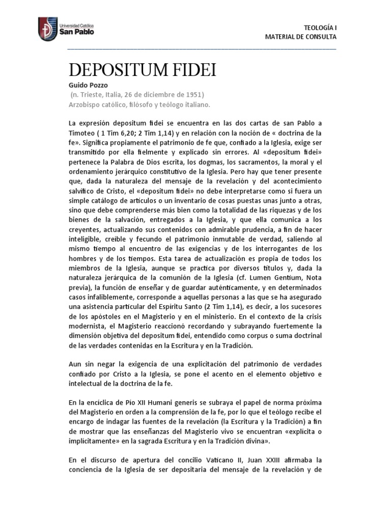 DEPOSITUM FIDEI - Lectura de Apoyo | PDF | Familias denominacionales ...