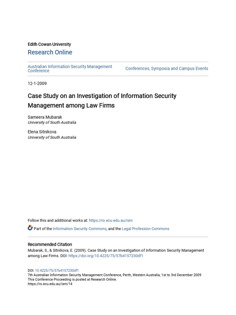 Case Study On An Investigation of Information Security | PDF ...