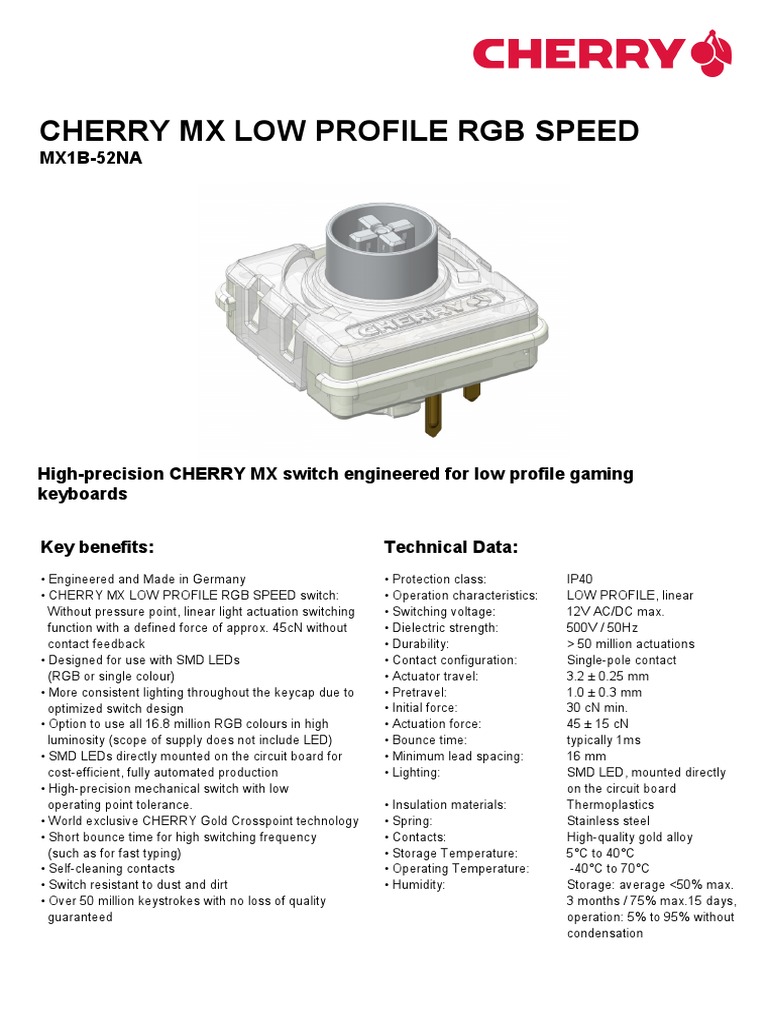 CHERRY MX Low Profile RGB Switch | PDF | Switch | Printed Circuit Board