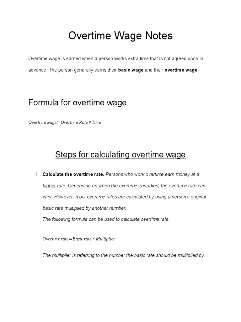 Overtime Wage Notes | PDF