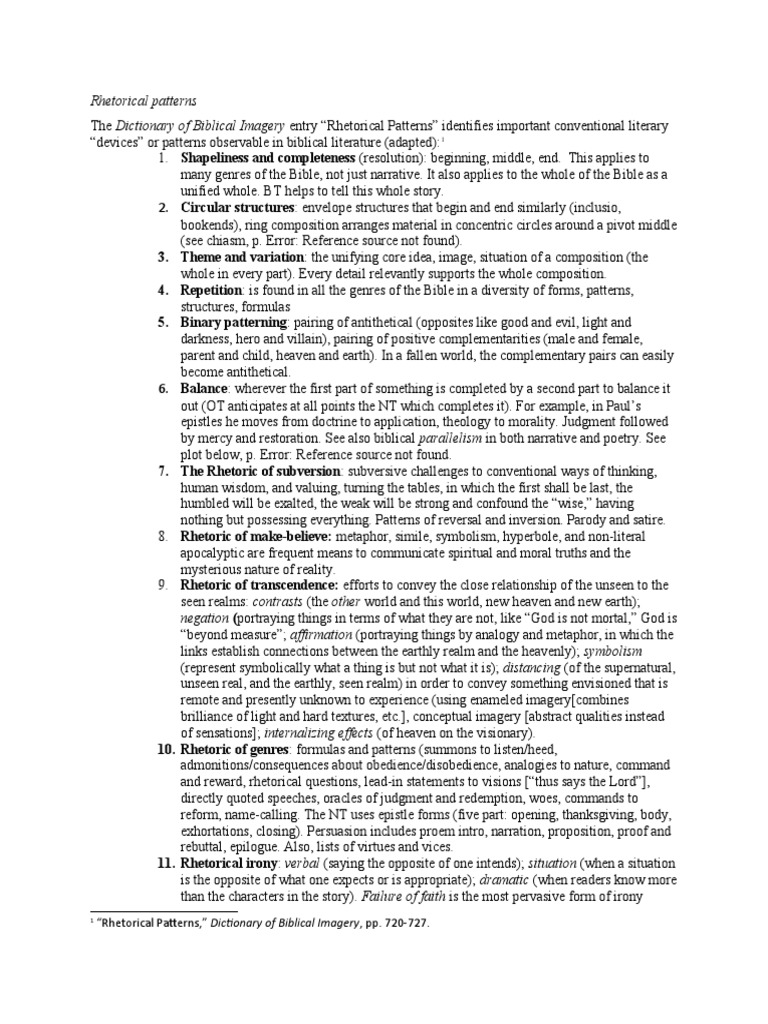 "Rhetorical Patterns," Dictionary of Biblical Imagery, Pp. 720-727 | PDF | Irony | Rhetoric