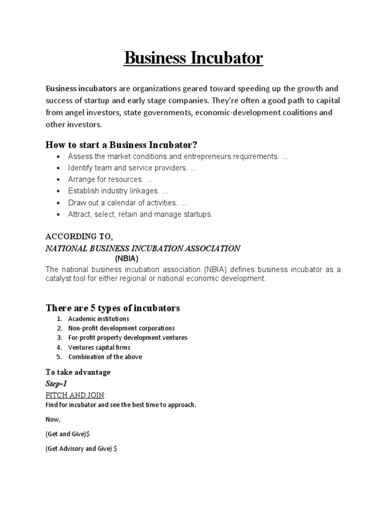 Business Incubator | PDF | Business Incubator | Angel Investor