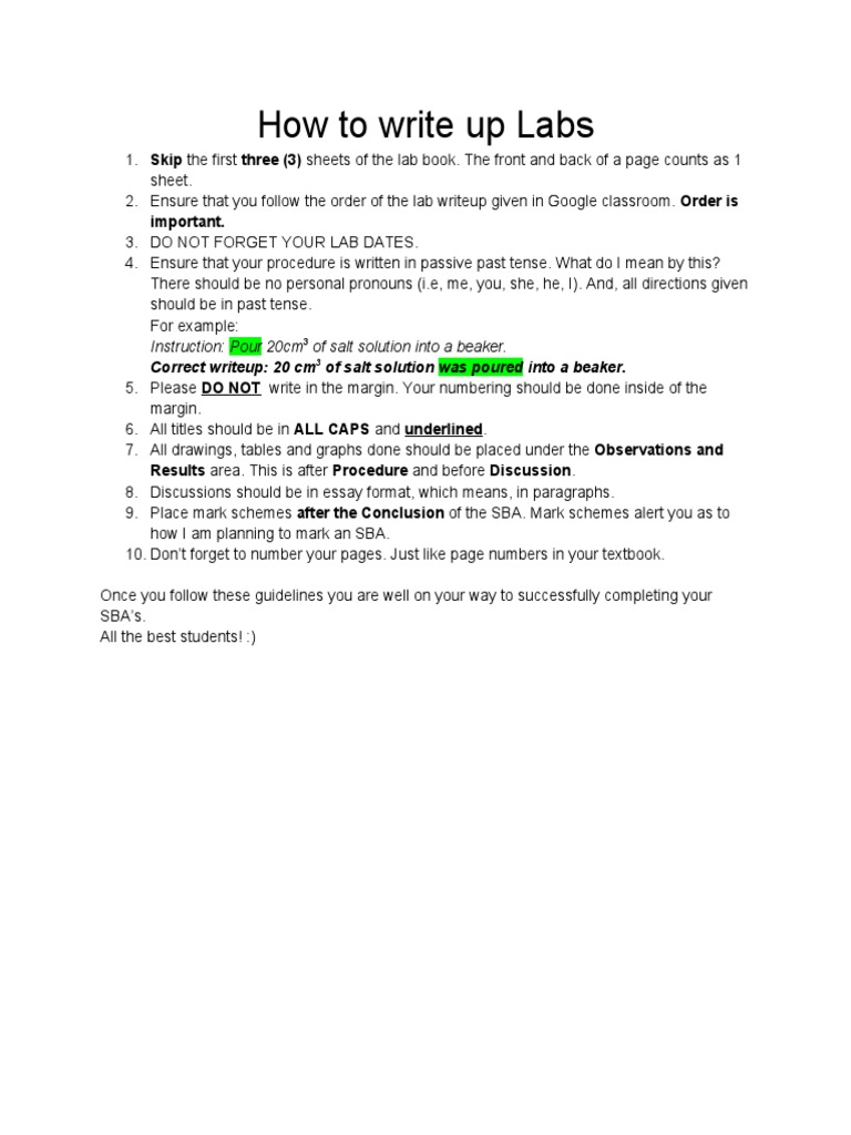 Lab Writeup Guide for Students | PDF