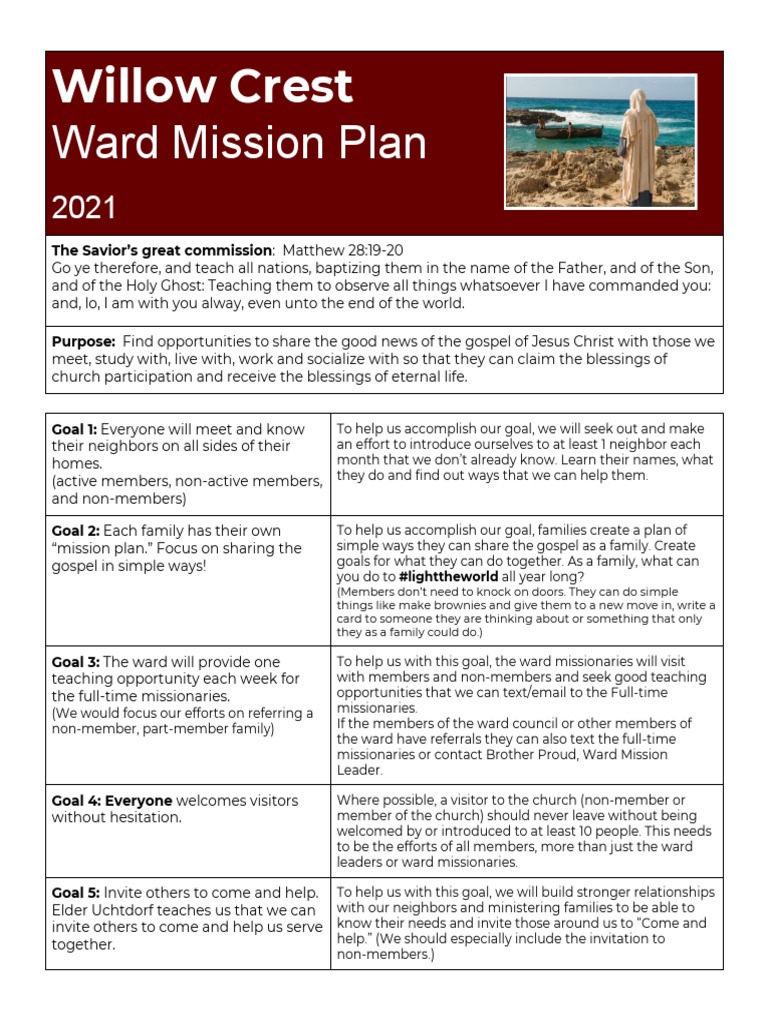 2021 Willow Crest Ward Mission Plan | PDF | The Gospel | Christian ...