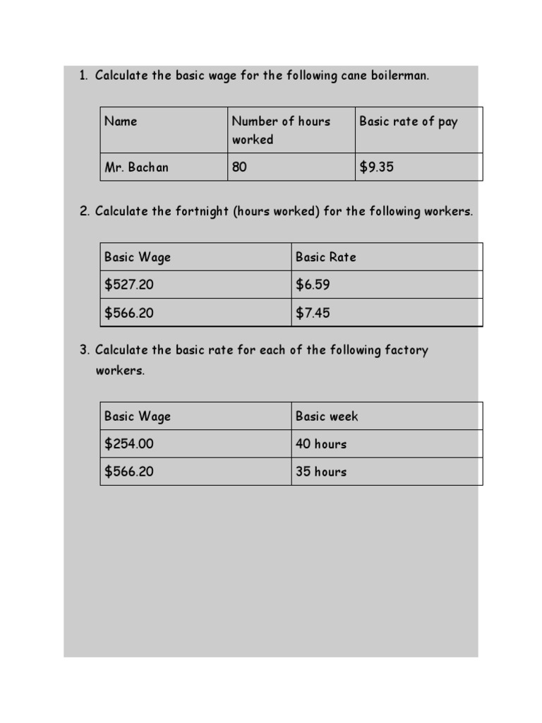 Wages Practice Questions | PDF | Technology & Engineering