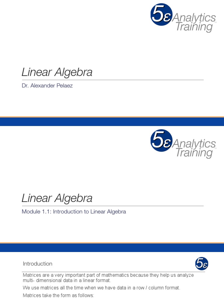 Linear Algebra - Module 1 | PDF | Matrix (Mathematics) | Eigenvalues ...