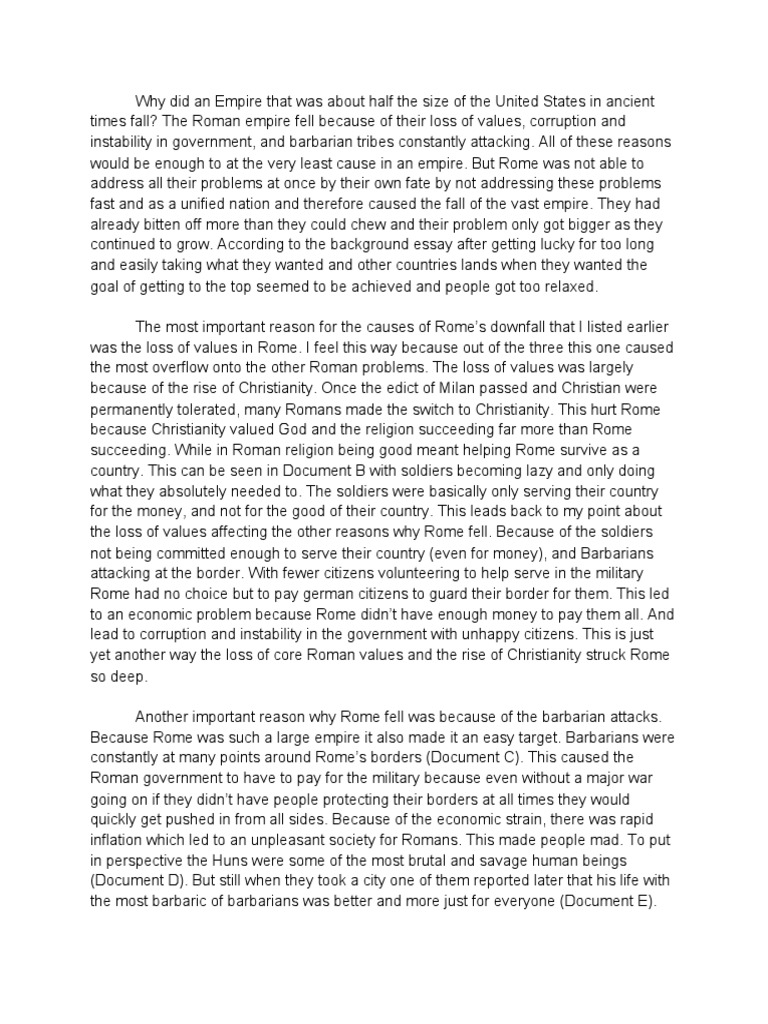 Fall of Rome DBQ | PDF | Ancient Rome | Barbarian