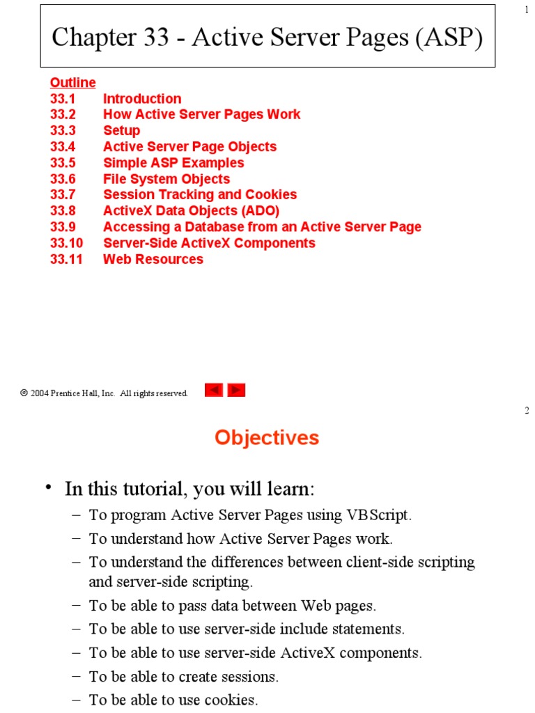 Chapter 33 - Active Server Pages (ASP) : 2004 Prentice Hall, Inc. All Rights Reserved | PDF ...