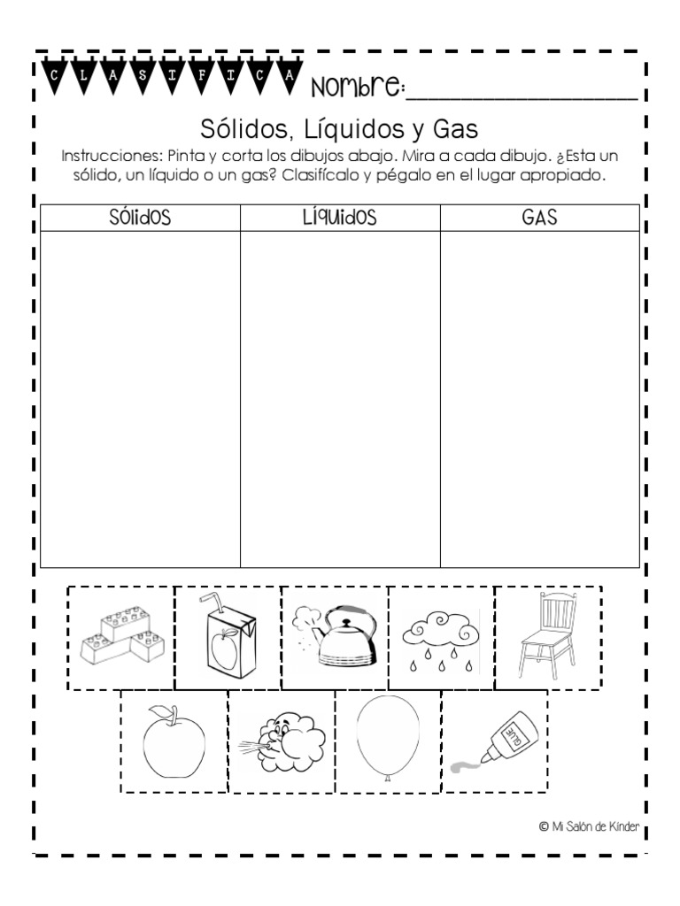 Clasifica: Sólidos, Líquidos y Gas | PDF