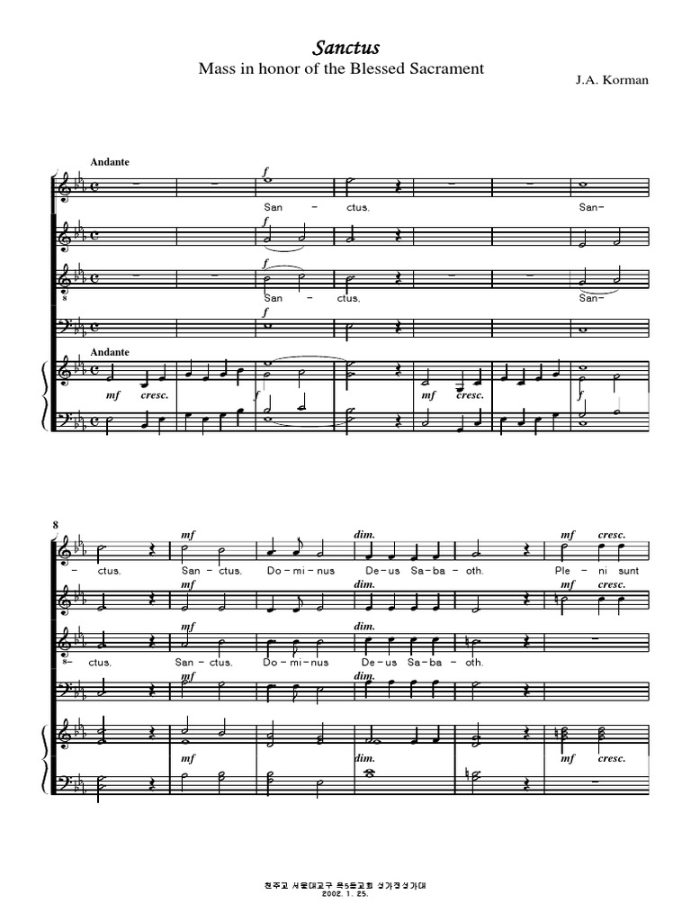 Sanctus: Mass in Honor of The Blessed Sacrament | PDF | Catholic ...
