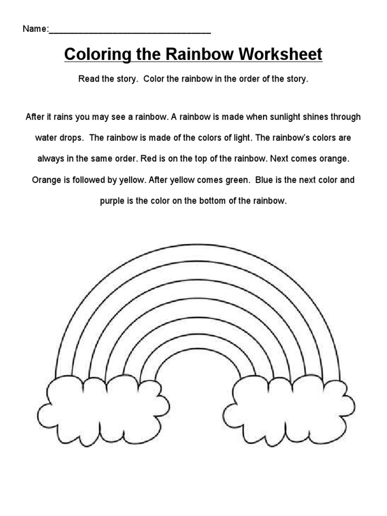 Coloring The Rainbow Worksheet | PDF