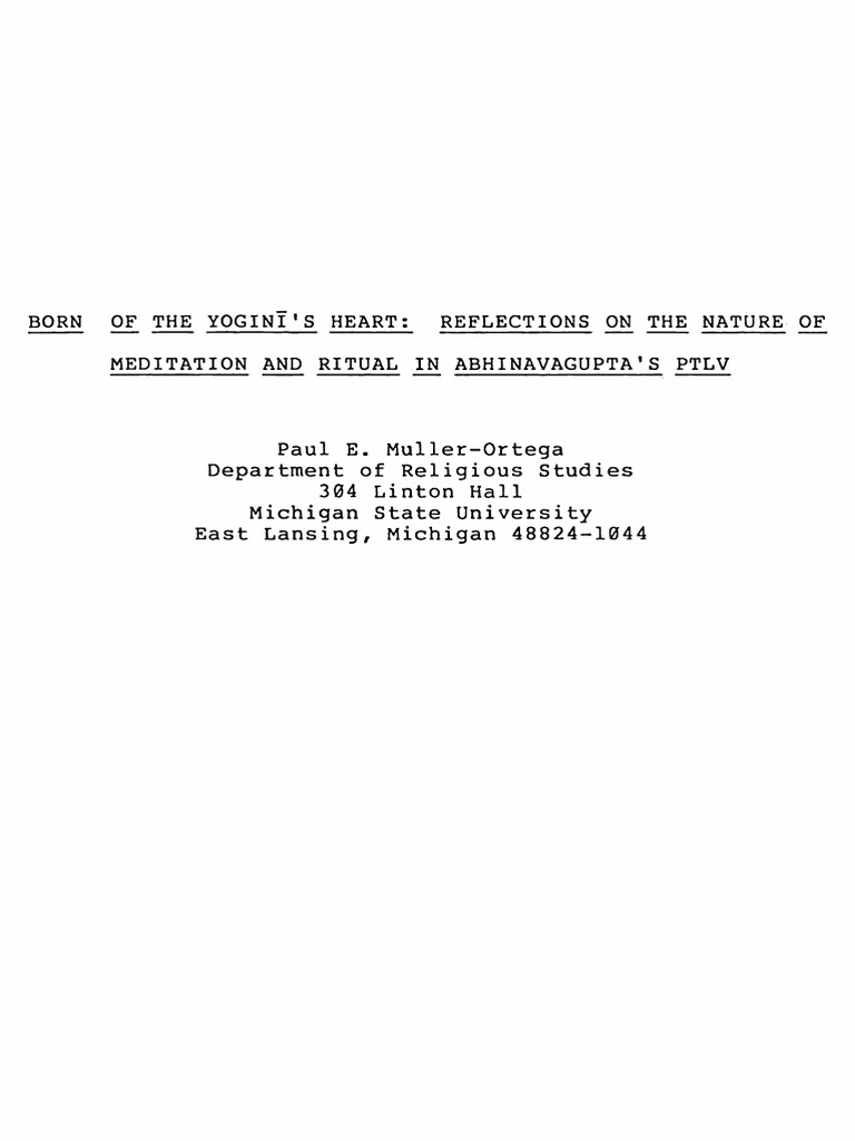 Paul E. Muller-Ortega-Born of The Yogini's Heart - Reflection On The Nature of Meditation and ...