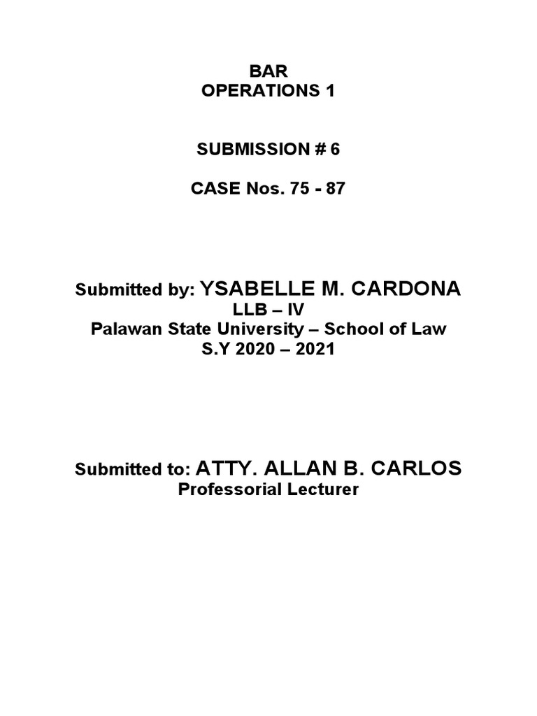 Bar Ops 6 Tunay Na To | PDF | Burden Of Proof (Law) | Testimony