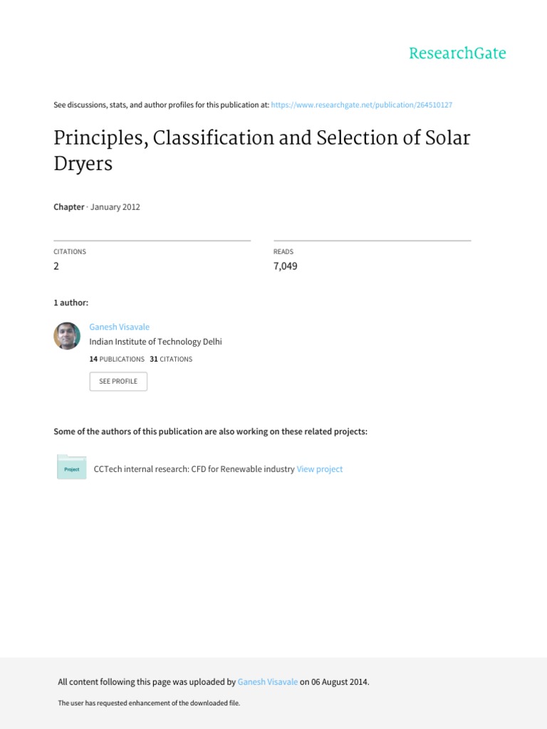Principles Classification and Selection of Solar Dryers | PDF ...