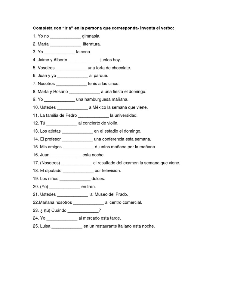 Completa Con IR +a + Infinitivo | PDF