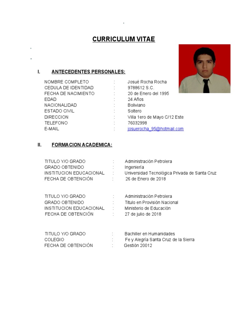 Curriculum Vitae - Josue Rocha | PDF | Educación avanzada | Naturaleza