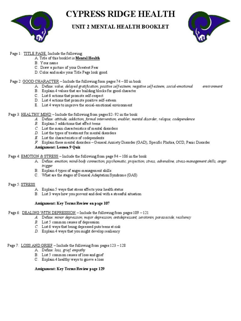 Mental Health Booklet 2 | PDF | Mental Disorder | Major Depressive Disorder