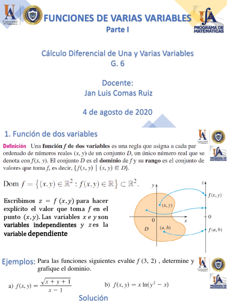 Sesión 10 - U3 - Funciones de Varias Variables Parte I | Descargar gratis PDF | Función continua ...