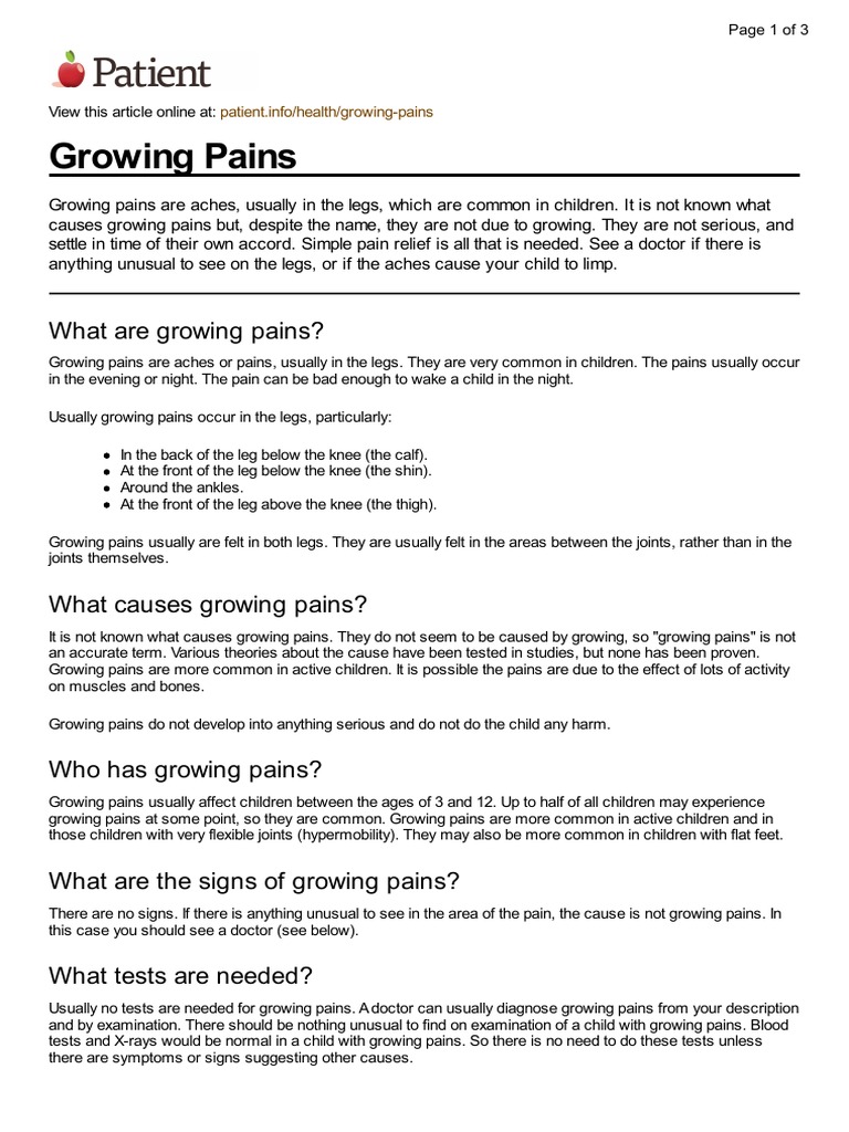Growing Pains | PDF | Symptoms And Signs | Pain