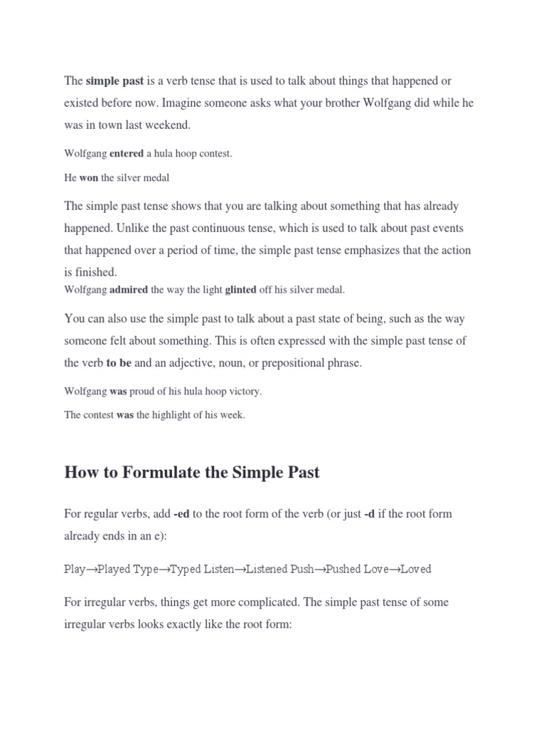 Past Simple | PDF | Grammatical Tense | Verb