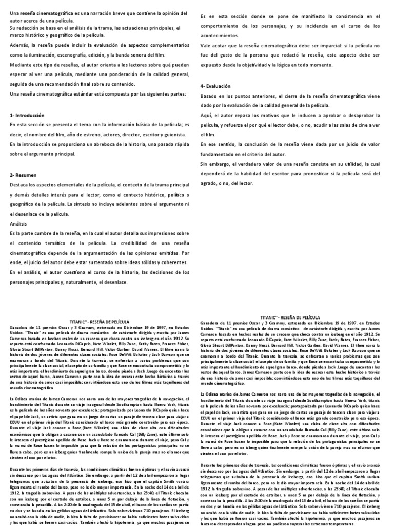 Reseña Cinematografica | PDF | Cine | Premio de entretenimiento