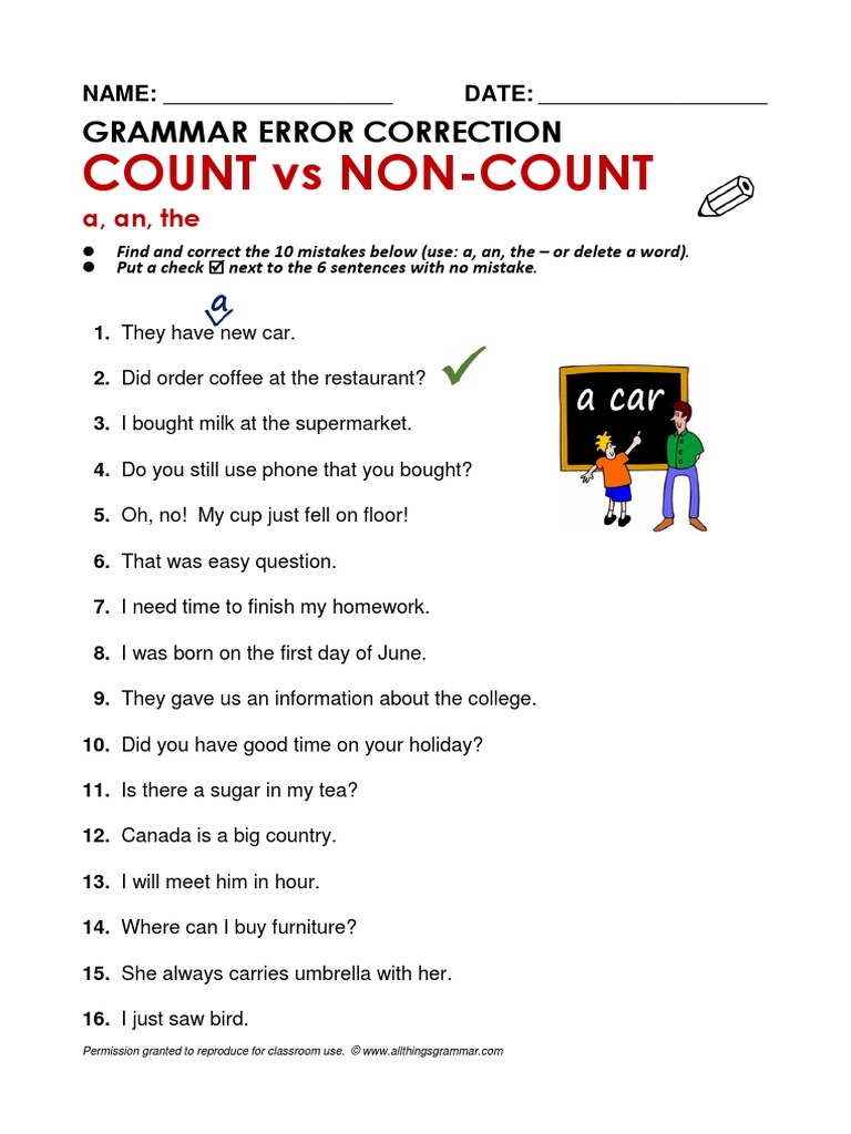 Count Vs Non-Count: Grammar Error Correction | PDF
