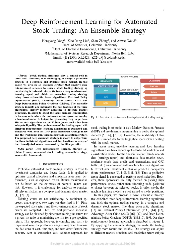 Deep Reinforcement Learning For Automated Stock Trading - An Ensemble ...