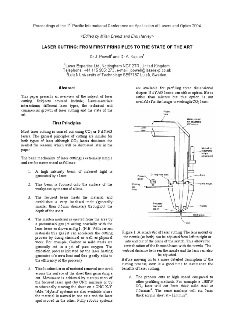 Laser Cutting Principles And Advances Pdf Laser Steel