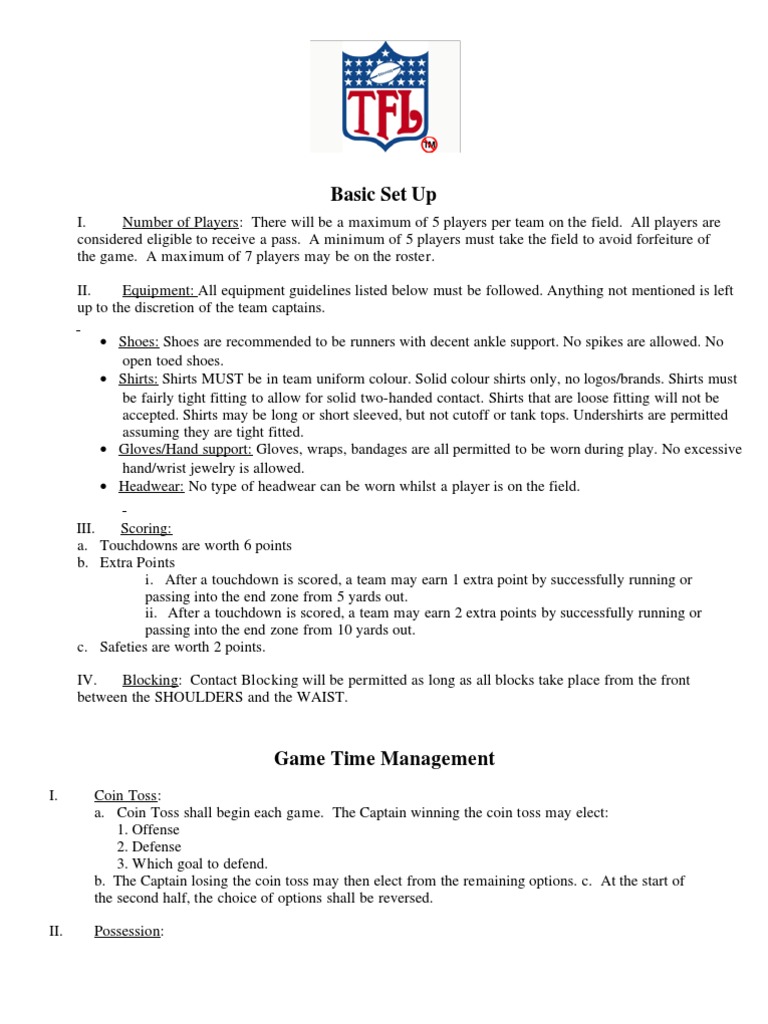 Touch Football Rules v1 | PDF | Quarterback | American Football