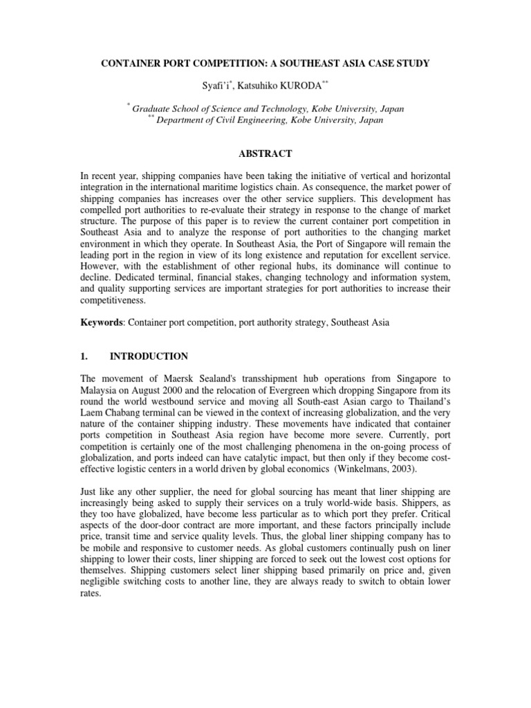 Container Port Competition Southeast Asia Case Study | PDF ...