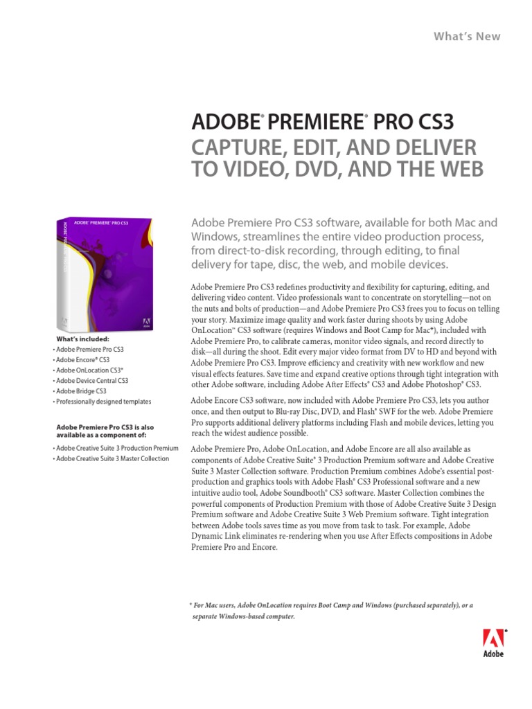 Adobe Premiere Pro CS3 What's New | PDF | Adobe Creative Suite | Adobe ...