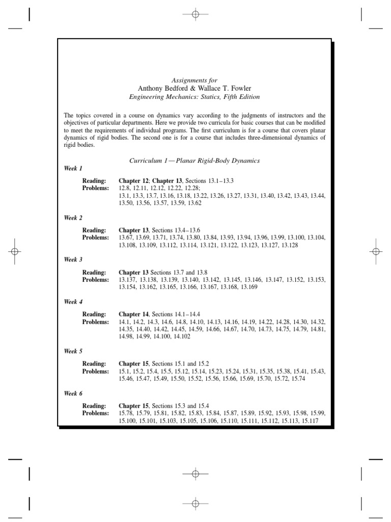 Statics Bedford 5th Assignments | PDF | Curriculum | Physics
