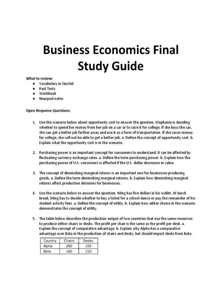Business Economics Final Exam Study Guide | PDF | Free Trade | Economics