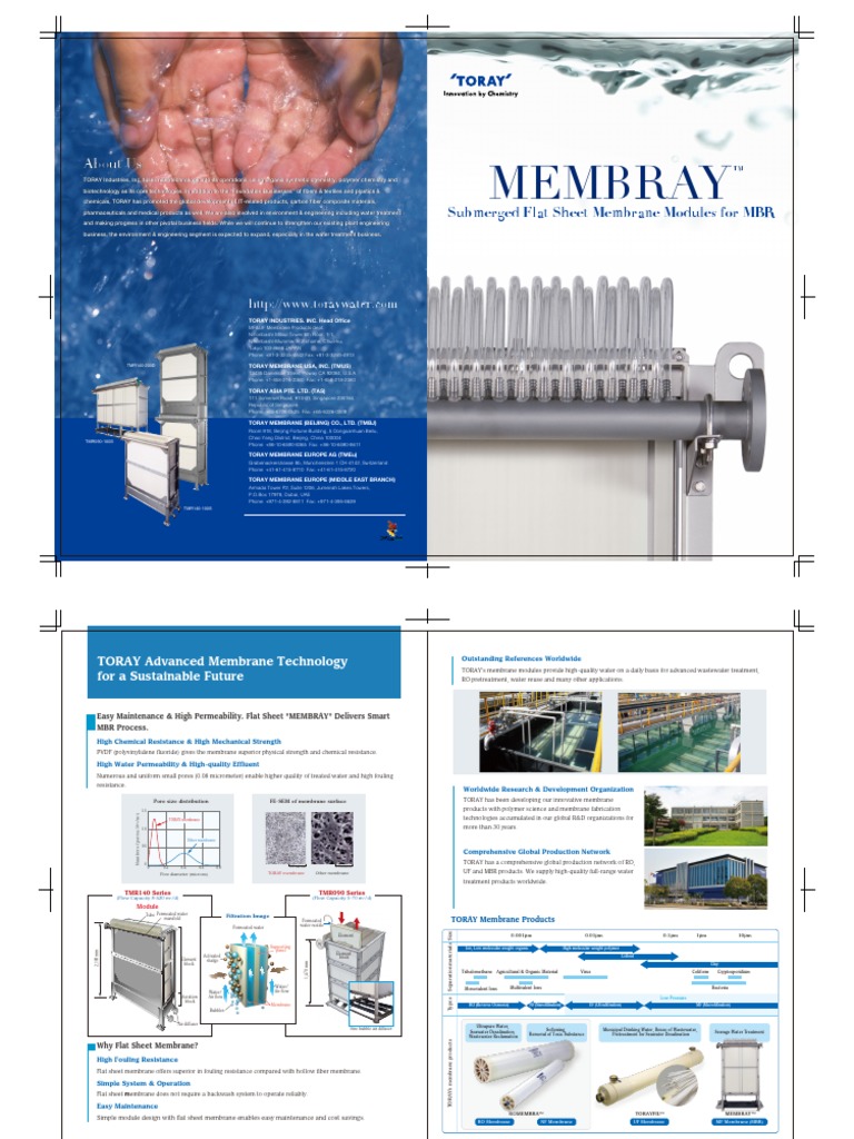 Membray Submerged Flat Sheet Membrane Modules For MBR tmr090 Series Data Sheet | PDF | Membrane ...