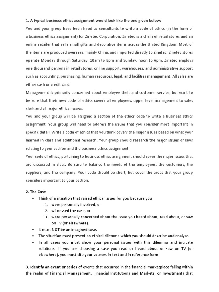 Business Ethics Assignment | PDF | Business Ethics | Retail
