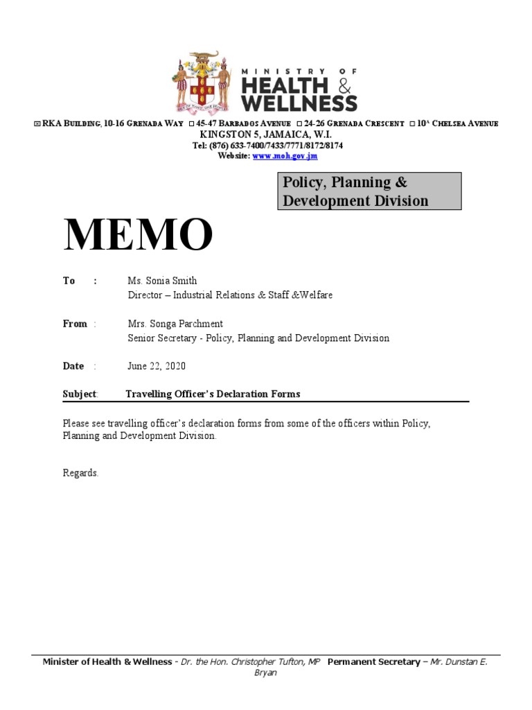 Travelling Officers Declaration Form | PDF