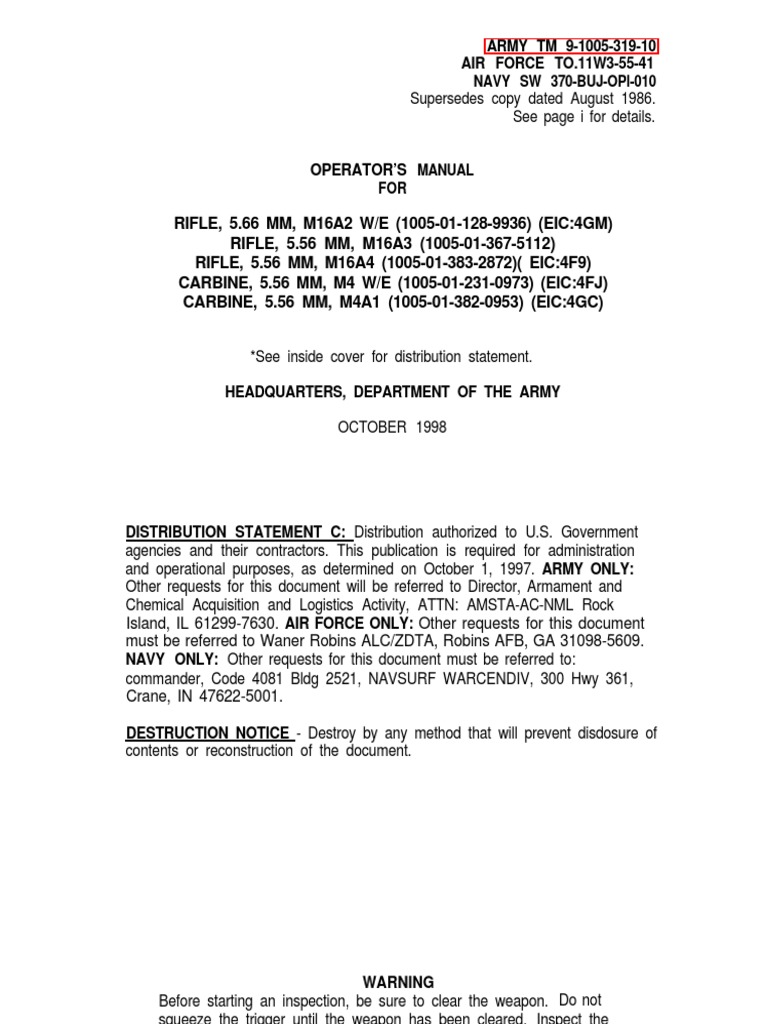 Army TM 9 1005 319 10 | PDF | Cartridge (Firearms) | Magazine (Firearms)