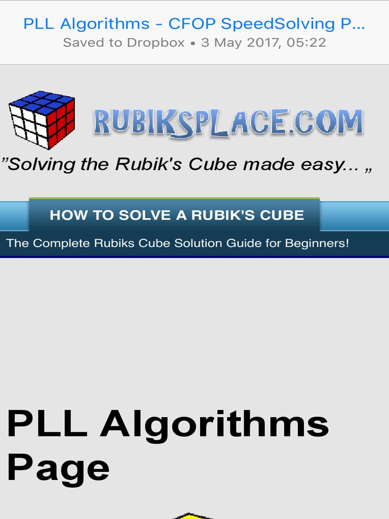 PLL Algorithms - CFOP SpeedSolving PLL #21 Cases | PDF | Popular ...