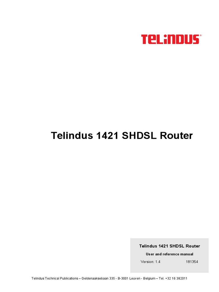 Telindus 1421 SHDSL Router | PDF | Computer Network | Command Line ...