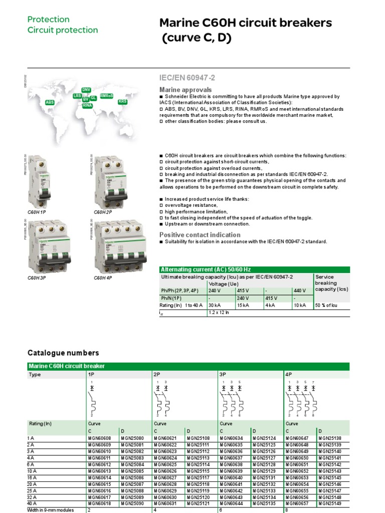 MCB Marine C60H | PDF | Alternating Current | Electrical Equipment