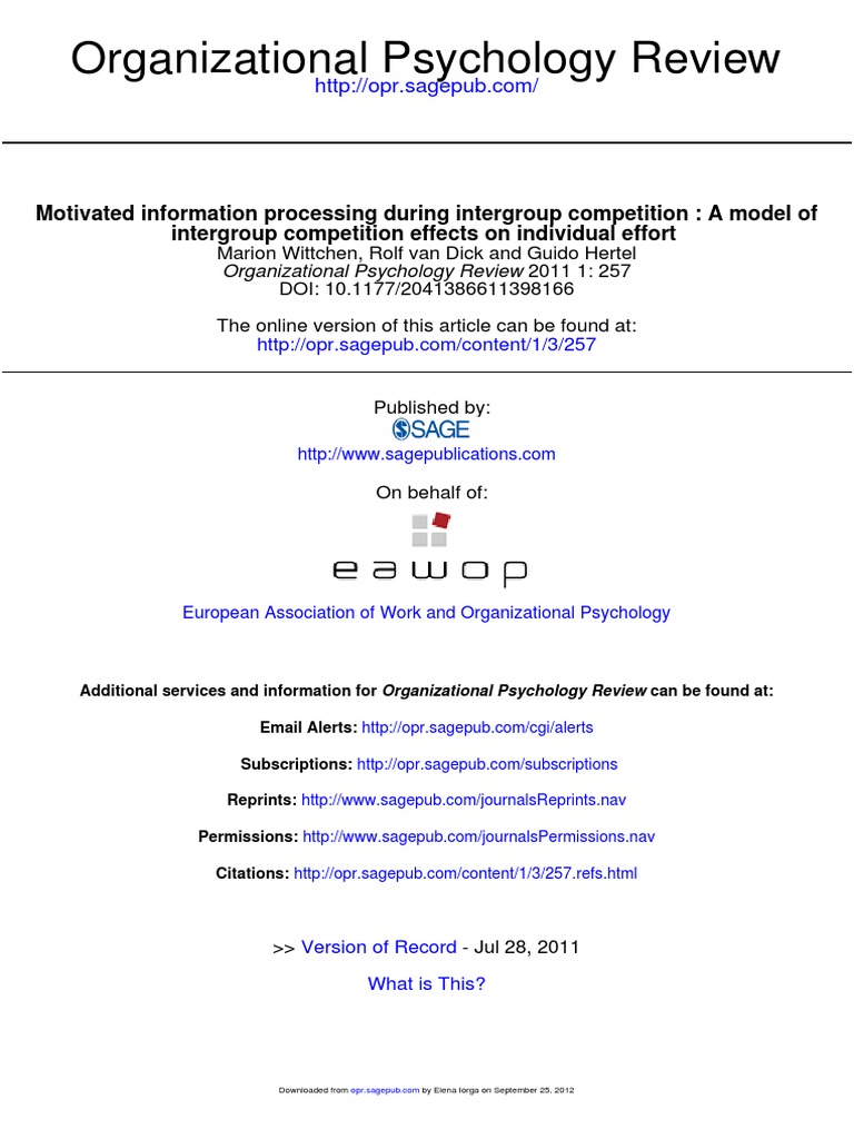 Intergroup Competition Effects On Individual Effort | PDF | Competition ...