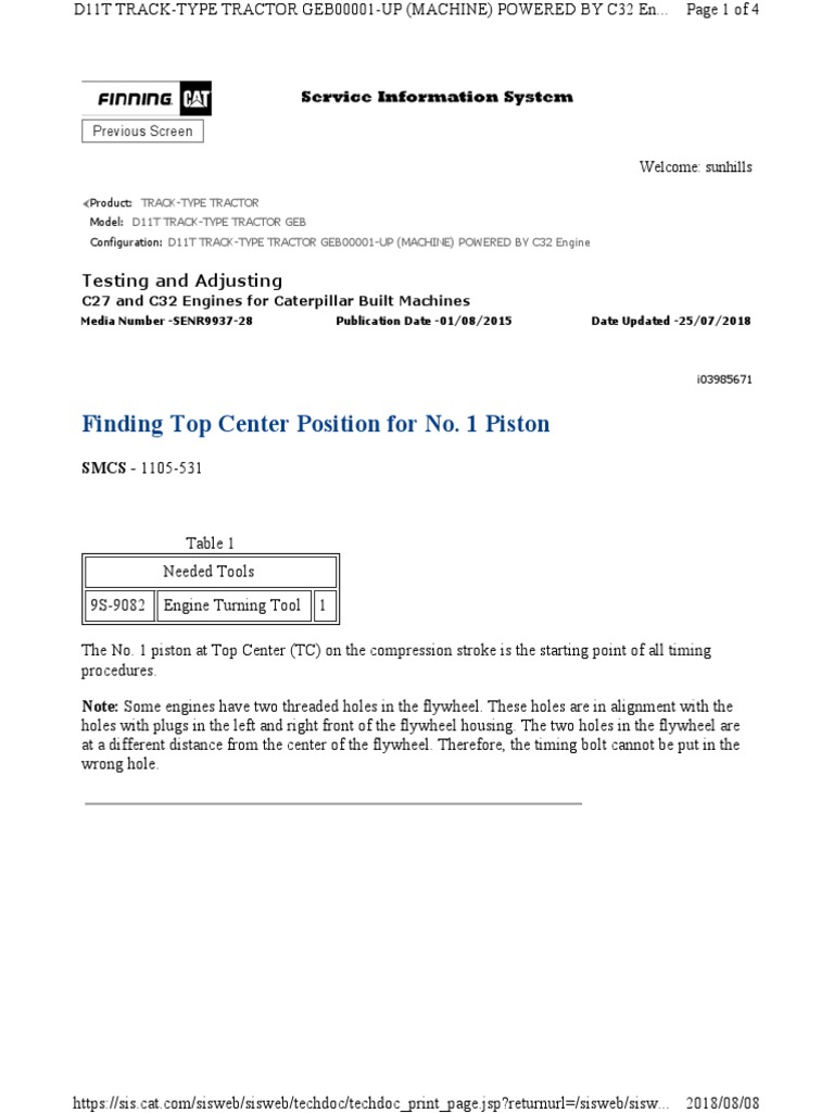 Finding Top Center Position For No. 1 Piston: Testing and Adjusting ...