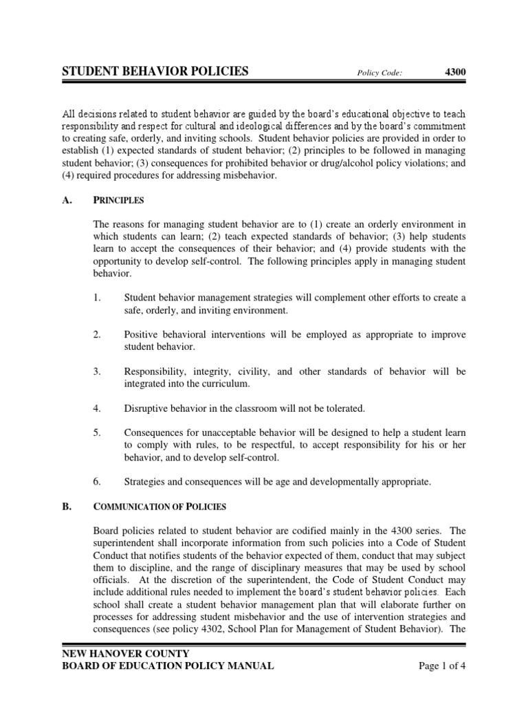 Student Behavior Policies: Rinciples | Download Free PDF | Policy | Justice