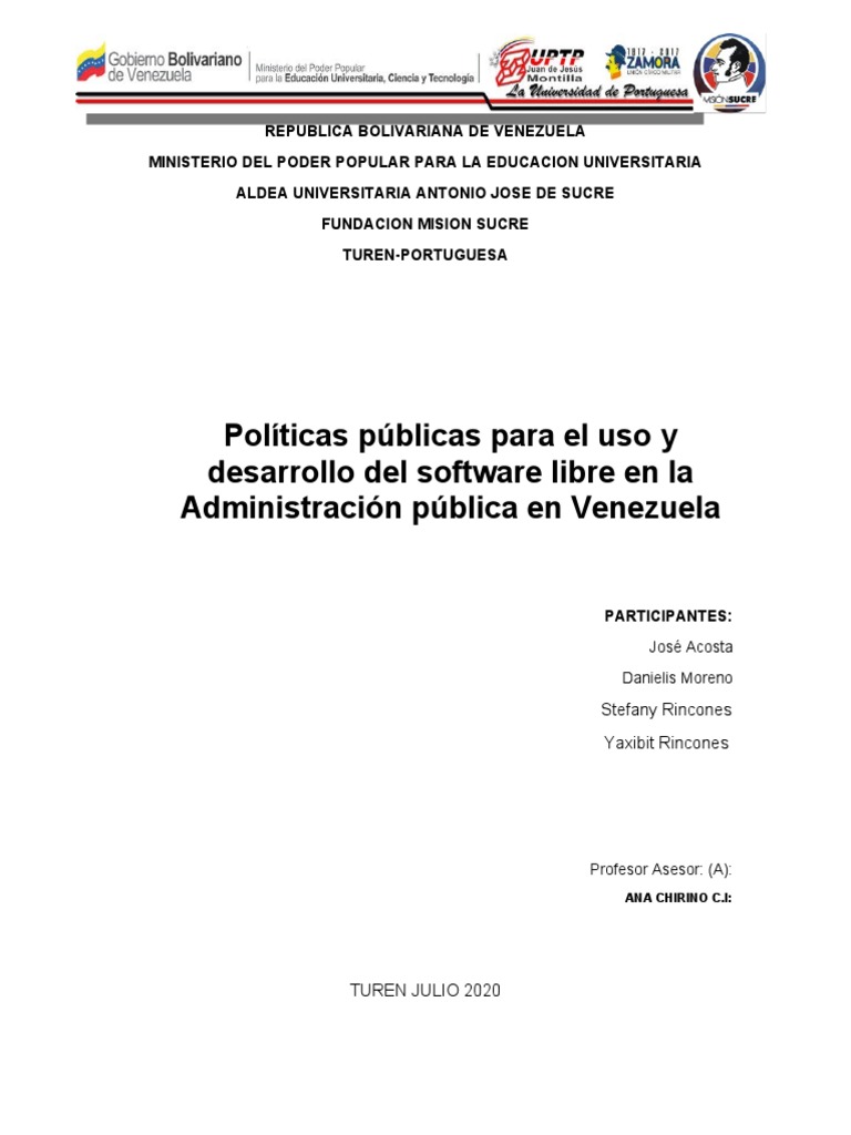 Politicas Publica para La Implementacion Del Software Libre | PDF | Software libre | Programa de ...