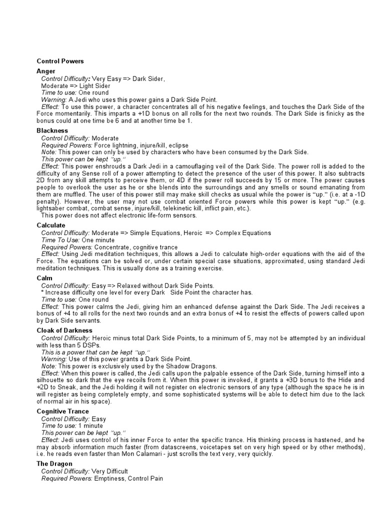 Force Powers | PDF | Senses | Perception