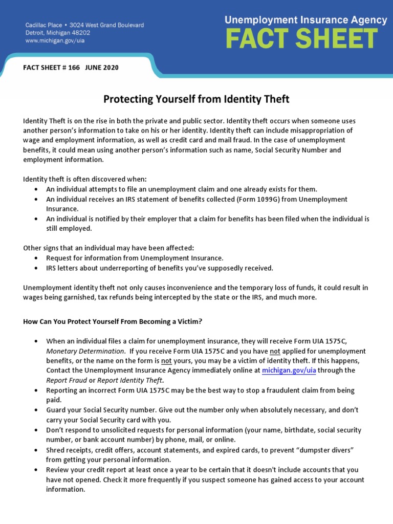 Protecting Yourself From Identity Theft: Fact Sheet # 166 June 2020 ...