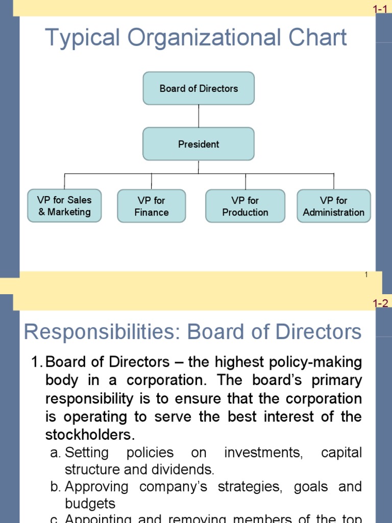 Typical Organizational Chart: Board of Directors | PDF | Marketing ...